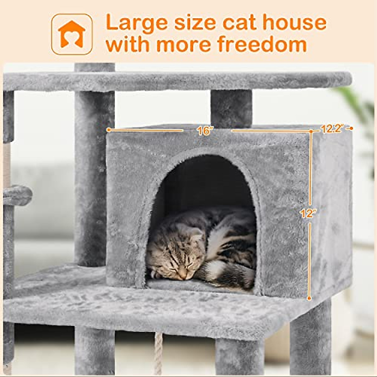 Yaheetech 70 inches Stable Cat Tree with Padded Platform, Replaceable Dangling Balls, Hammock, Basket and Condo, Cat Tower Furniture for Kittens, Cats and Pets