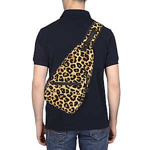 Mounno Leopard Print Sling Bag Leisure Oblique Cross Chest Bag For Men Women,Durable Adjustable Gym Bag Cycling Traveling Hiking Daypack