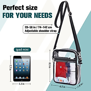 Bitjoy Clear Bag Stadium Approved Purse Transparent Plastic Crossbody Concert Bags for Women Men - See Through PVC Purse for Sports Events Amusement Park