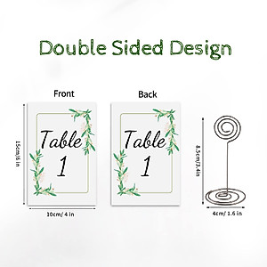 POWER UNICO FLOWER Table Numbers 1-25 Plus Head Table Card, Double-sided 4 * 6in Card Stock with Matched Silver Table Number Holders for Wedding and Events (667)