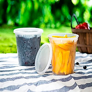 Supreme Select Deli Plastic Storage Containers with Lids [24 pack] 8 Oz - Reusable Food Containers for Home & Business- Microwavable & Freezer friendly- Dishwasher safe - Secure & Tight fitting Covers