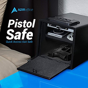 AdirOffice Pistol Safe - Electronic, Easy to Install, Heavy Duty Storage for Firearms Cash Jewelry Documents & More - For Home Office Hotel Use (Black, Medium)