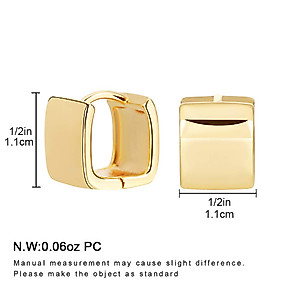 14K Gold Plated Hoop Earring Small Square Huggies Hoops For Women, Minimalist Cute Earrings for Women Gift…