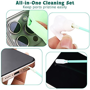 Aneco 60 Pieces Cell Phone Cleaning Kit Brush Set USB Charging Port Dust Port Covers Plug Set and Headphone Jack Cleaner Compatible with iPhone, iOS Android, Cell Phone, Electronics Cleaner