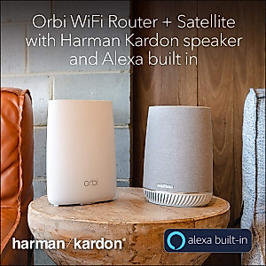 NETGEAR Orbi Voice Whole Home Mesh WiFi System - fastest WiFi router and satellite extender with Amazon Alexa and Harman Kardon speaker built in, AC3000 (RBK50V) (Renewed)