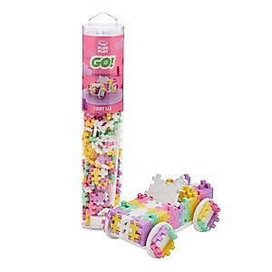 Plus Plus Color Cars Tube, Car Building Block Kit, 3D Puzzle Stem Toy Set for Kids, 200 Mini Interlocking Pieces - Candy