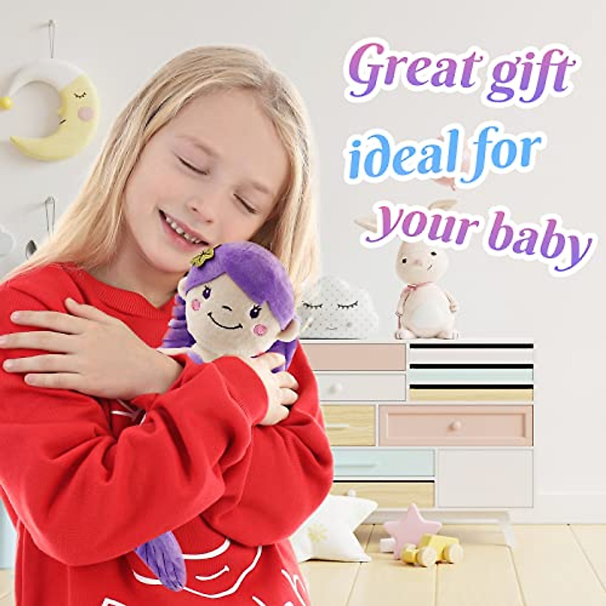 Athoinsu 12'' Purple Mermaid Stuffed Animal Soft Cute Adorable Mermaid Princess Plush Toy Doll Valentine's Day Birthday Children's Day Decors for Toddler Girls