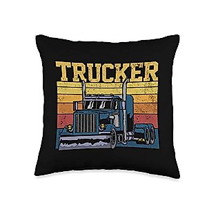 Trucker Gift Shop Trucker Throw Pillow, 16x16, Multicolor