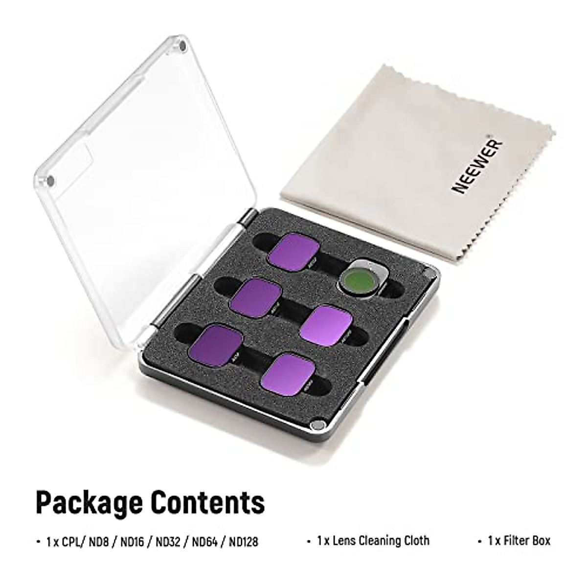 NEEWER ND Filter Set Compatible with DJI Mini 3/Mini 3 Pro, 6 Pack CPL ND8 ND16 ND32 ND64 ND128 Neutral Density Filter Drone Lens Accessory, Multi Coated HD Optical Glass, Lightweight Plastic Frame