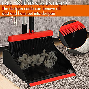 PHYEX 2-Pack Dustpan and Broom Set for Home Cleanup, Dustpan with Adjustable Handle, Broom with Dustpan Combo Set