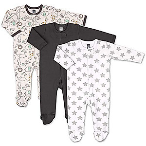 The Peanutshell Safari 3 Pack Sleeper Set for Baby Boys (3M) Black