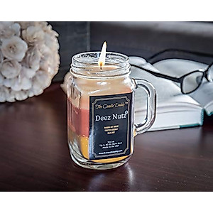 Deez Nutz Scented Candle - Banana Nut Bread, Toasted Coconut, Hazelnut Scented Triple Layer Candle - 10.5 oz Mason Jar Candle - Funny Gag Joke Candle Poured in Small Batches in USA- The Candle Daddy