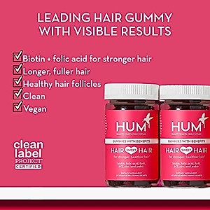 HUM Hair Sweet Hair - Hair Growth Supplement & Biotin Gummies to Combat Hair Loss & Thinning - Fo Ti, Folic Acid, Zinc, Vitamin B12 & PABA to Support Healthy Hair, Skin and Nails (60 Vegan Gummies)