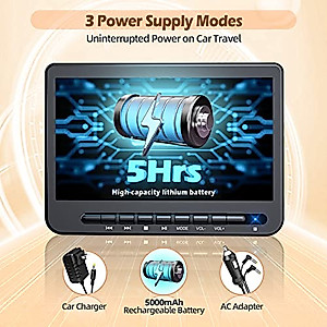 10.5" Dual Portable DVD Player for Car with 1080P HDMI Input, DESOBRY Rechargable Car DVD Player Dual Screen Play A Same or Two Different Movies, 5-Hour Battery, Support USB,AV in/Out, Last Memory