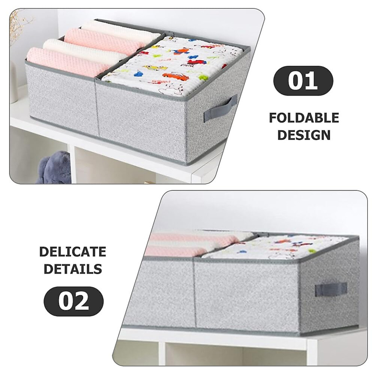Foldable Storage Bins Handles Closet Baskets Organizing Clothes Foldable Clothing Basket Containers Shelves