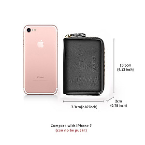 LAORENTOU Men Wallet Genuine Leather Card Holder for Male Brand Business Driver License Credit Card Case Holder (Black)