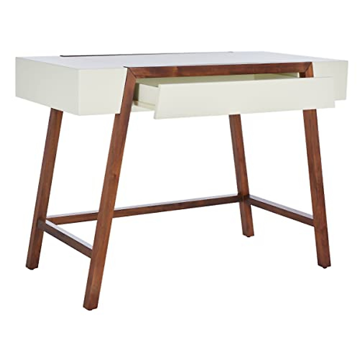 SAFAVIEH Home Collection Marwood Mid-Century Modern White/Brown Desk, Medium