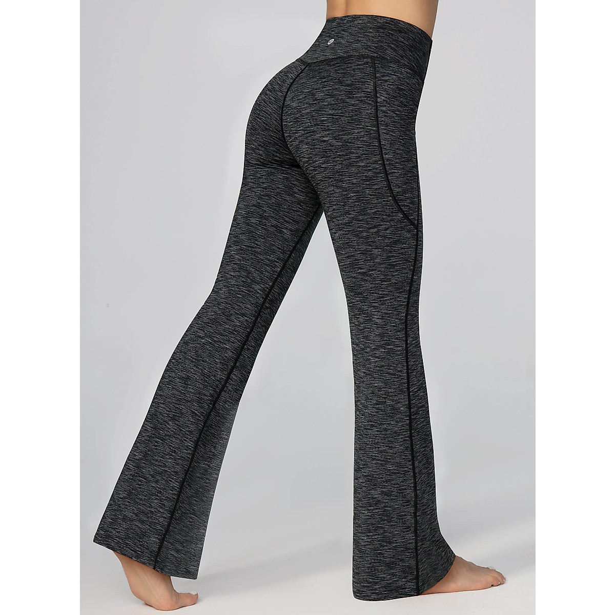 Ewedoos Fleece Lined Pants Women Thermal Yoga Pants with Pockets High Waist Warm Pants Winter Flare Leggings for Women Charcoal