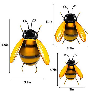 Vindar Metal Wall Art Bee Sculpture Garden Wall Art Decor Set of 3 Bee Outdoor and Indoor Decorative Art Wall Sculptures
