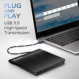 External CD/DVD Drive for Laptop USB 3.0 CD/DVD Player Portable CD DVD +/-RW Burner DVD/CD ROM Reader Rewriter Writer Disk Drive Compatible with Laptop Desktop PC Windows Apple Mac Pro MacBook Linux
