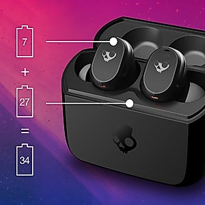 Skullcandy Mod In-Ear Wireless Earbuds, Multipoint Pairing, 34 Hr Battery, Microphone, Works with iPhone Android and Bluetooth Devices - Black