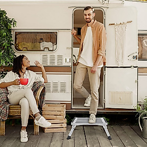 LUISLADDERS Aluminum Working Platform Step Stool Ladder RV Step Supports Up to 500lbs, Anti-Slip Surface & Rubber Feet Camper Step for Motor-Home,Trail, SUV