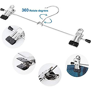 Opuss Metal Pants Shorts Hangers, Heavy Duty Kids Skirt Hangers with 2 Adjustable Non Slip Clips, Ultra Thin Space Saving 360 Degree Swivel Hook Stainless Steel Hanger 12 Pack