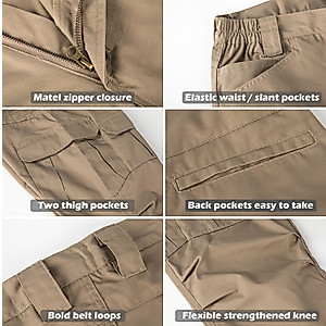 NAVEKULL Men's Outdoor Tactical Pants Rip Stop Lightweight Waterproof Military Combat Cargo Work Hiking Pants Khaki