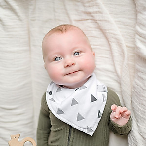 Pondering Pine Organic Baby Bandana Drool Bibs with Bag - Baby Bear Bandana Bibs for Boy or Girl - XLarge Soft Spit Up Drooling and Teething Bib, Extra Absorbent, Woodland Nursery, 8 Pack