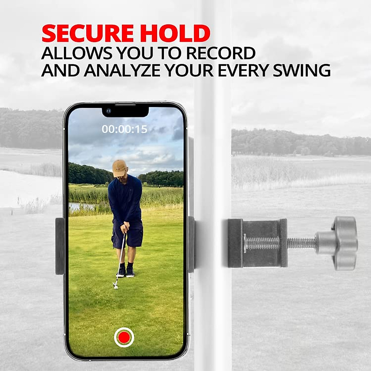 Tackform Enduro Golf Cart Mount for Phone and SkyCaddie SX400 [Enduro Series] - Rock Solid All-Metal Holder for Phones and GPS up to 3.4" Wide. Industrial Spring Grip.