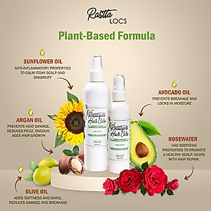 Rastta Locs Rosewater and Mint Conditioning Loc and Body Refreshing Spray for Type 4 hair, Braids, Organic, Vegan Hair Moisturizer, Dreadlock Spray with Aloe. - Tropical Mint Fragrance - 4oz