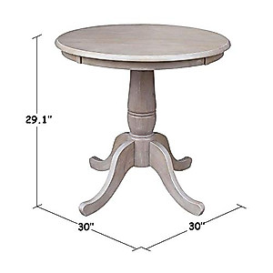 International Concepts 30" Round Top Pedestal Table-28.9" H, Washed Gray Taupe
