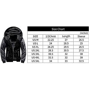 Little Beauty Mens Zip Up Hoodie Thick Fleece Lined Winter Heavyweight Hoodie Black Light Grey