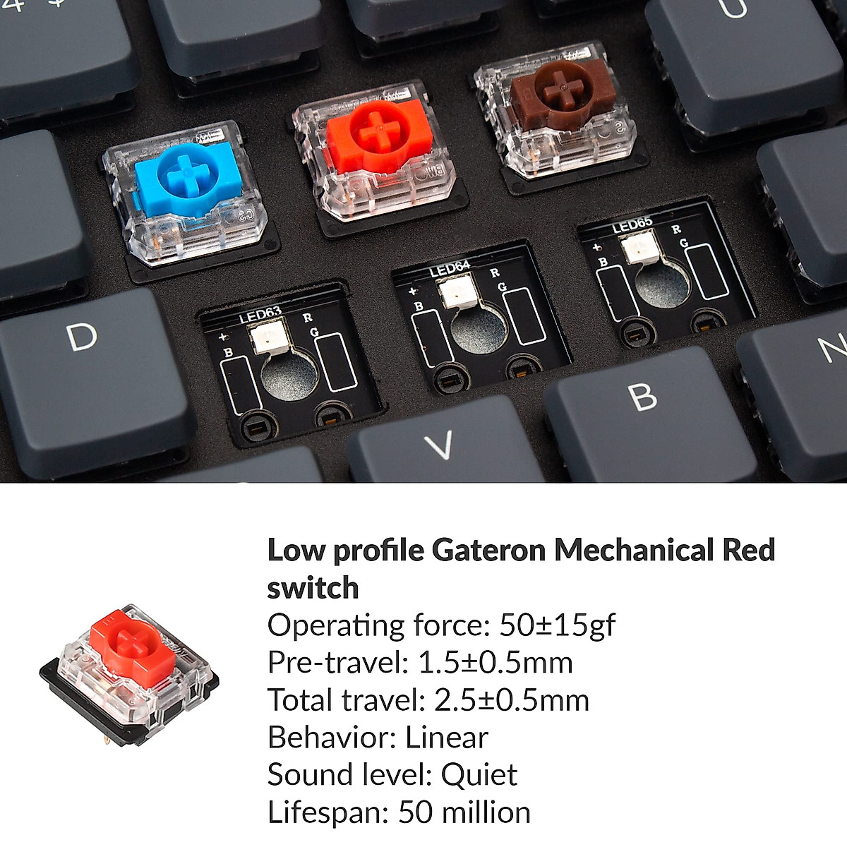 Keychron K5 SE Ultra-Slim Full Size 104 Keys Hot-swappable Wireless Bluetooth/Wired USB Mechanical Keyboard, with Low-Profile Gateron Red Switch RGB Backlight Computer Keyboard for Mac and Windows