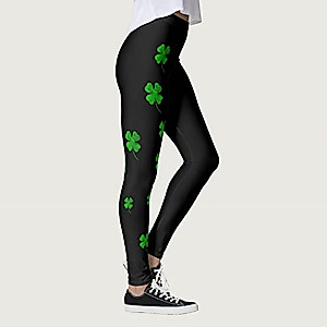 Fun St. Patrick's Day High Waisted Pattern Leggings for Women Blessed and Lucky Buttery Soft Tummy Control Slimming Non See-Through Yoga Pants Tights Butt Lifting Workout Running Full-Length Leggings