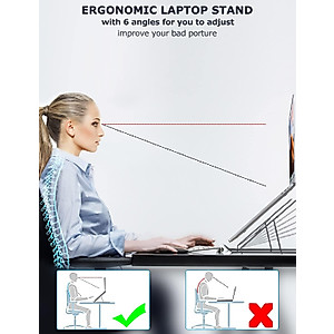 PHOCAR Portable Laptop Stand, Adjustable Tablet Notebook Stand for iPad, MacBook Pro, Laptop Desk Riser Foldable Notebook Cooling Stand for MacBook, Dell, Asus, Lenovo