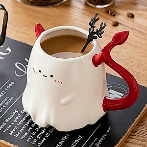 UKIFIRE Ghost Coffee Mug, Halloween mug,Fun Coffee Mug, Ceramic mug, Cute Gifts, Suitable for Parents and Couples, Kawaii Gifts For Various Holidays, Creative Ceramic Cup