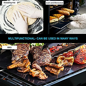 BBQ Grill Mat, Heavy Duty BBQ Grilling Mats for Outdoor Grill, Non Stick, Reusable, Easy to Clean, 15.7 x 12.9 Inch, Set of 5