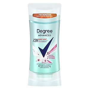 Degree Advanced Protection Antiperspirant Deodorant White Flowers & Lychee for 72-Hour Sweat & Odor Control for Women, with Body Heat Activated Technology, 2.6 oz