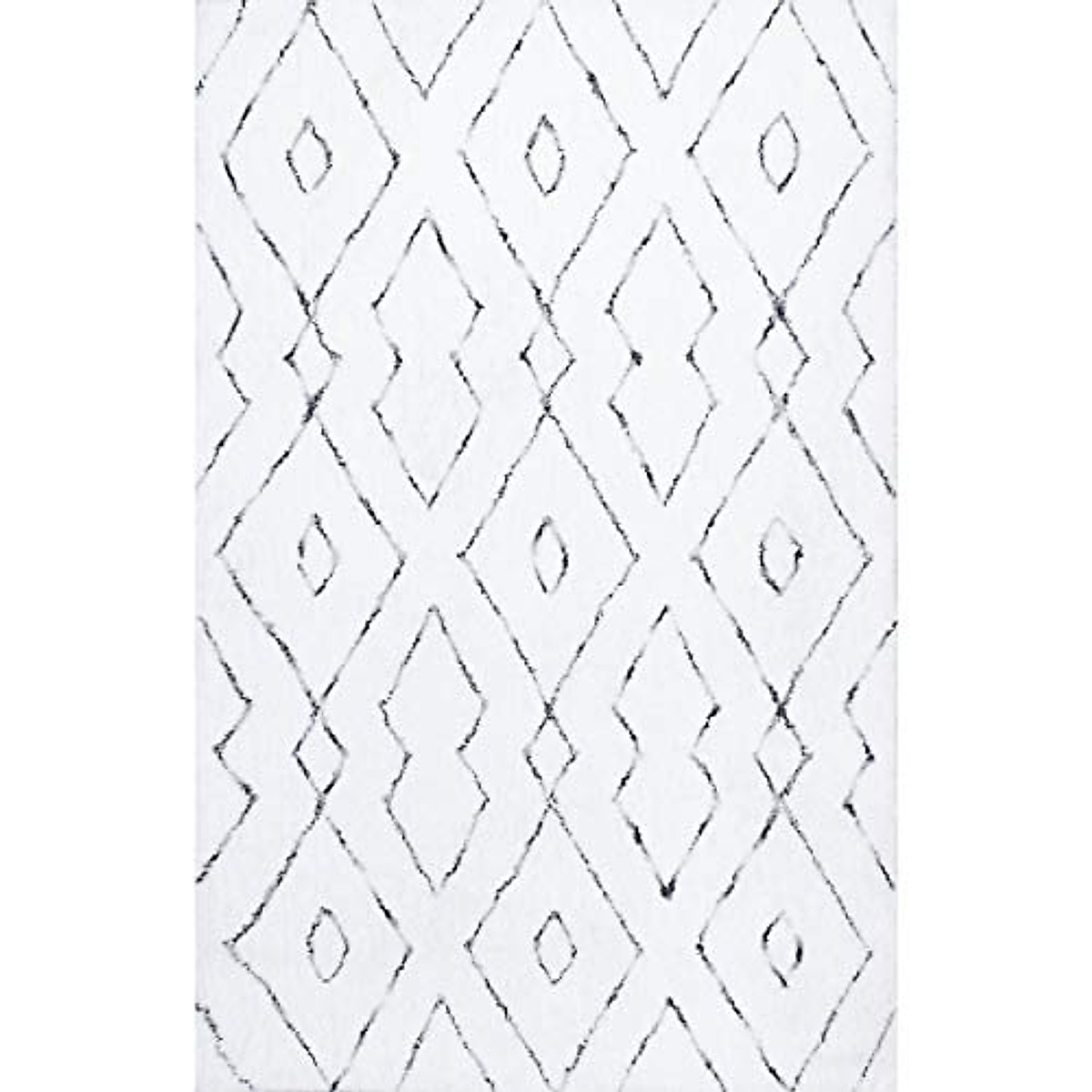 nuLOOM Beaulah Modern Trellis Shag Area Rug, 5' 3" x 7', White