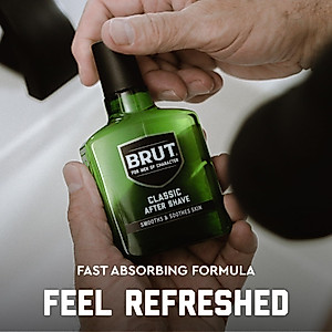 Brut Classic After Shave for Men - Absorbs Quickly to Clean and Tone Skin for a Refreshing Feel - Mens Aftershave with Iconic Masculine Scent - 5 oz