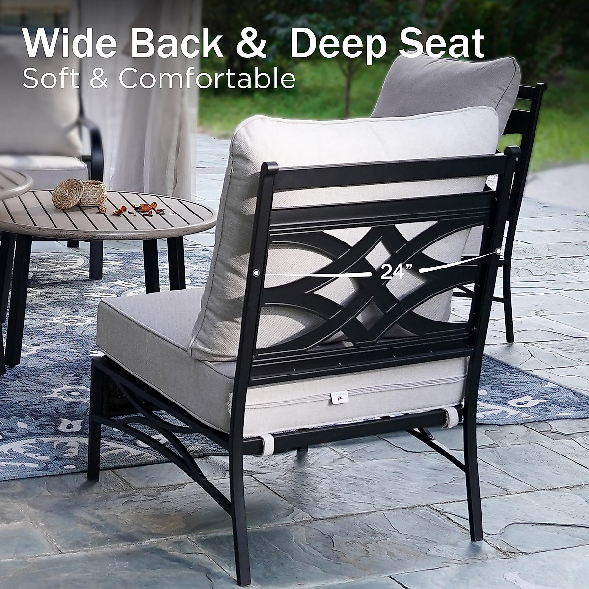 PHI VILLA Large Patio Furniture Set 12 Piece, Half-Moon Outdoor Couch Set for 10 Persons with 2 Patio Coffee Table for Garden, Poolside, Balcony, Backyard