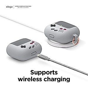 elago AW5 Compatible with AirPods 3 Case Cover, Game Player Design Case Compatible with AirPods 3rd Generation Case 2021, Protective Premium Silicone Case with Keychain, Wireless Charging [Light Grey]