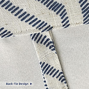 DriftAway Farmhouse Linen Lined Valance Double Layer Thermal Insulated Room Darkening Blackout Valances 3.5 Inch Rod Pocket Striped Tie Up Valance Single 45 Inch by 63 Inch Briony Navy