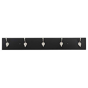 Hickory Hardware Universal Collection Coat Rack/Hook Rail 5 Coat and Hat Hooks 28 Inch Long Black with Satin Nickel Finish
