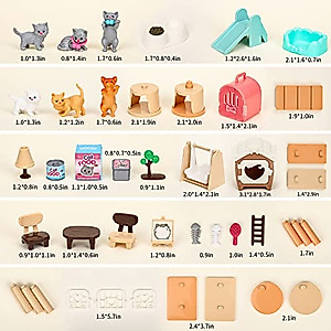 TQQFUN Pet Pretend Play Toys, 43 PCS Cat Figures Playset Toy, Realistic Detailed Care Center, Cats Role Educational Gift for Kids Toddlers Boys and Girls