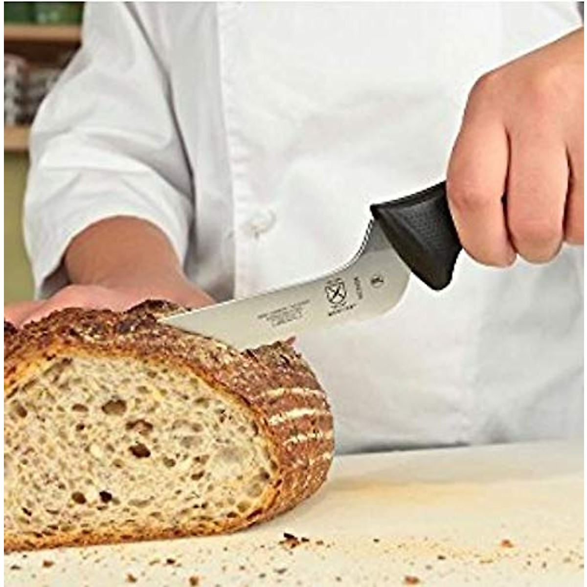 Mercer Culinary M23210 Millennia Black Handle, 10-Inch Wide Wavy Edge, Bread Knife