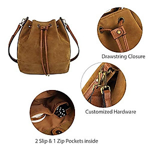 AFKOMST Bucket Bags and Purses For Women Drawstring Hobo and Shoulder Handbags with 2 Detachable Straps