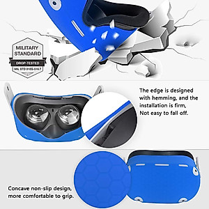 Vakdon VR Shell Protective Cover Compatible for Oculus/Meta Quest 2 Front Face Protector Cover Anti Scratch Anti Dust Anti Shock, Soft and Washable (Blue)