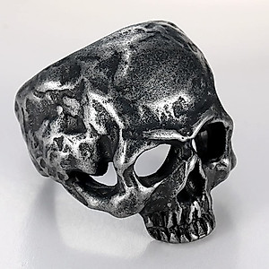 Jude Jewelers Stainless Steel Antique Retro Style Skull Death Gothic Punk Biker Halloween Party Ring (Grey, 6)